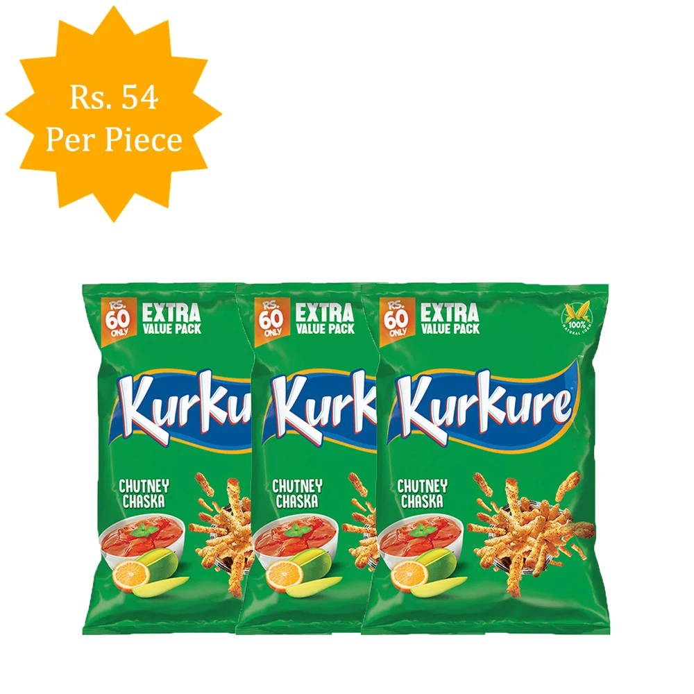 Kurkure Chutney Chaska 58g (Pack of 3) - Bumper Wholesale